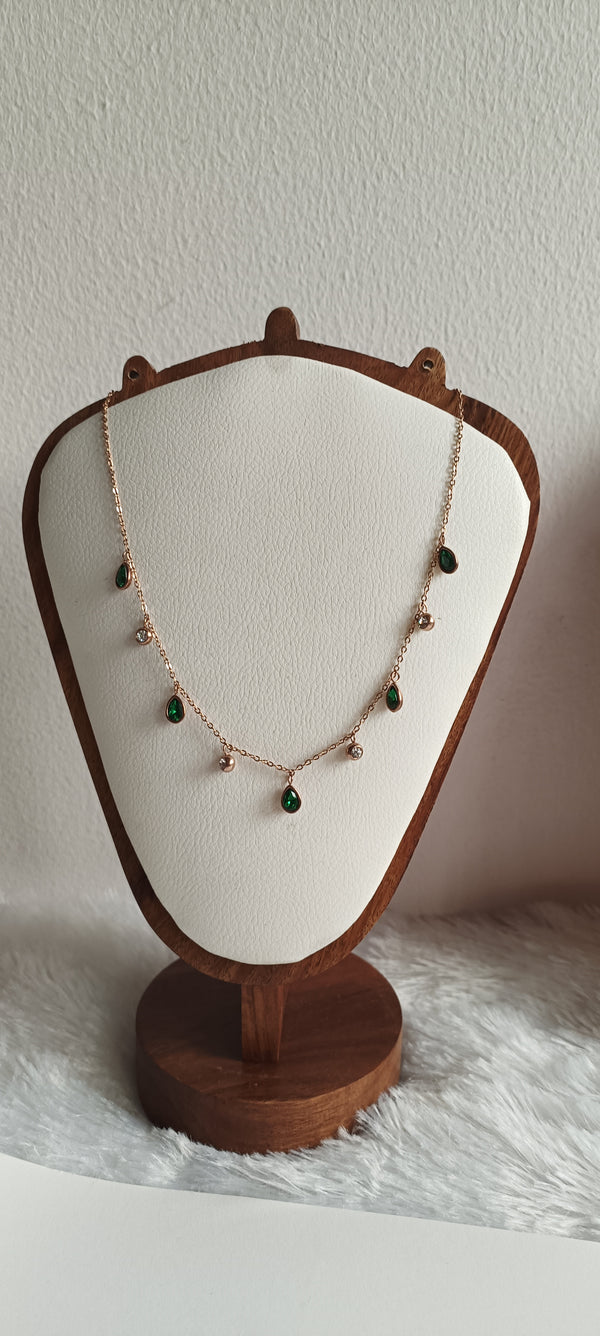 Anti Tarnish Drop Stone Charm Necklace – zairabyfameda